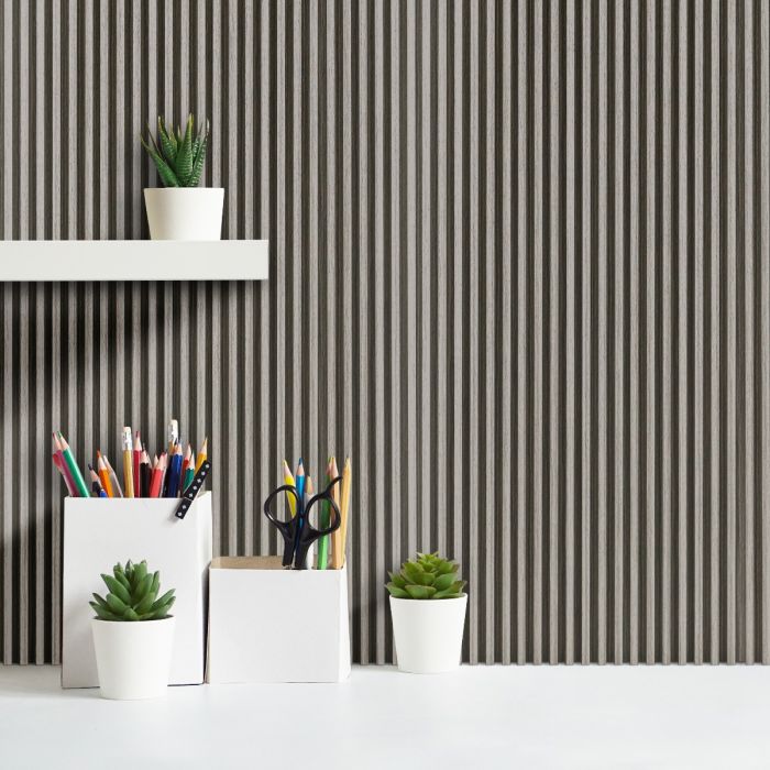Dark Grey Oak Slat Wall Panel Small Design | DBS Bathrooms