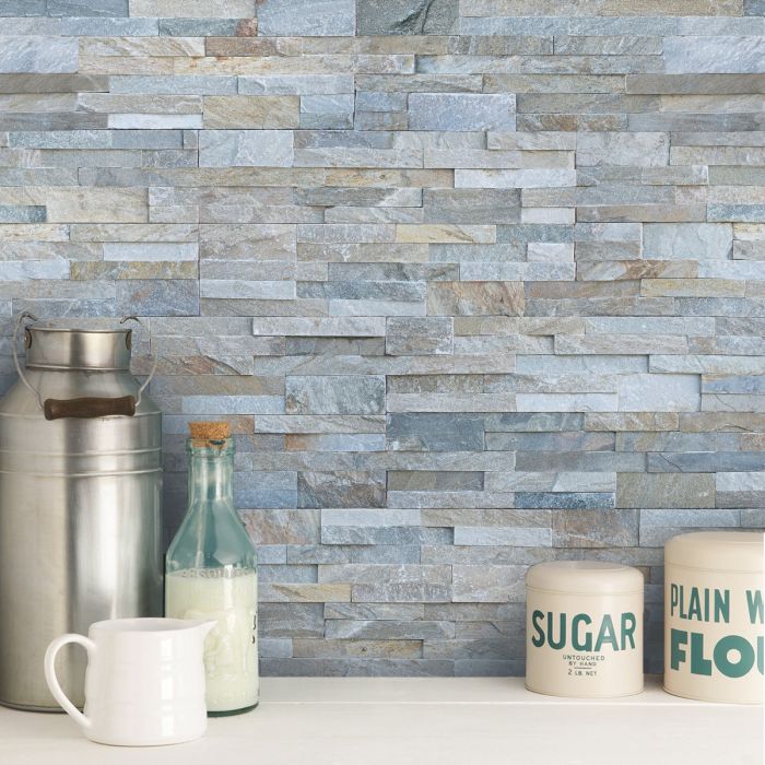 Vilo Blue Brick Pack of 4 PVC Panels | DBS Bathrooms